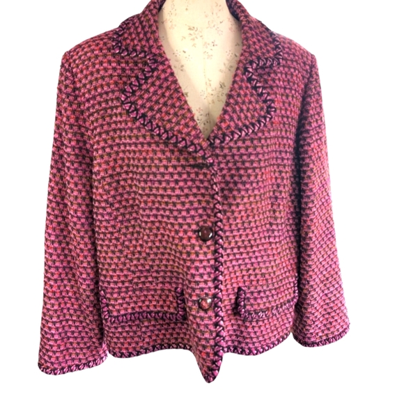 Talbots | Jackets & Coats | Talbots Woman Pink And Black Tweed Blazer ...